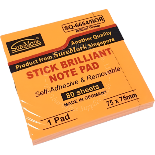 SUREMARK STICK NOTE SQ-6654BOR 3x3" ORANGE (80s)
