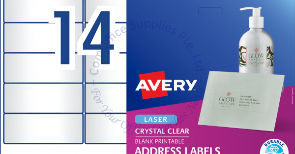 AVERY CRYSTAL CLEAR ADDRESS LABELS L7563-25 99.1x38.1MM