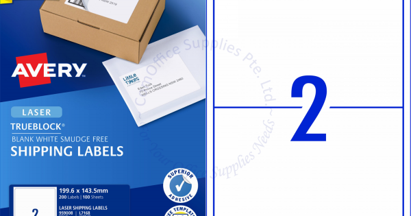 AVERY SHIPPING LABELS L7168-100 199.6x143.5MM