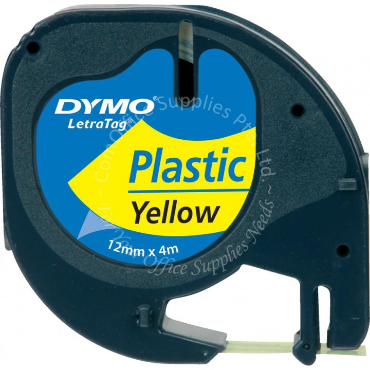 DYMO LETRATAG TAPE 12MM 91202 PLASTIC BLACK/YELLOW